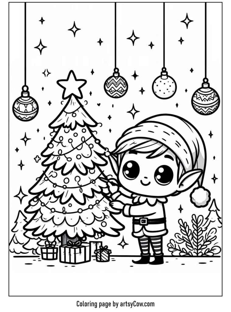 40 Christmas Elf Coloring Pages For Kids For 2025 - Artsy Cow