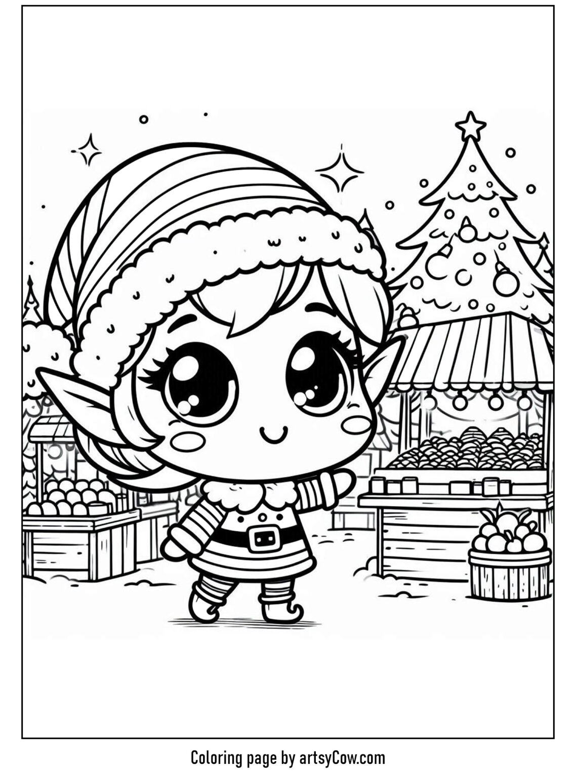 40 Christmas Elf Coloring Pages For Kids For 2025 - Artsy Cow