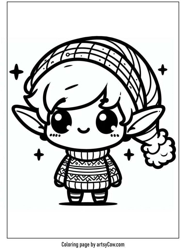 40 Christmas Elf Coloring Pages For Kids For 2025 - Artsy Cow
