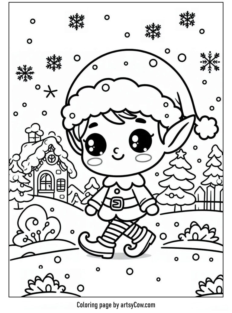 40 Christmas Elf Coloring Pages For Kids For 2025 - Artsy Cow